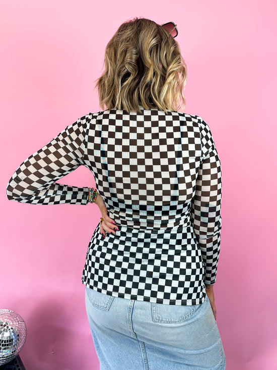 DREAMING OUT LOUD CHECKERED MESH TOP – Shop Alora Eden